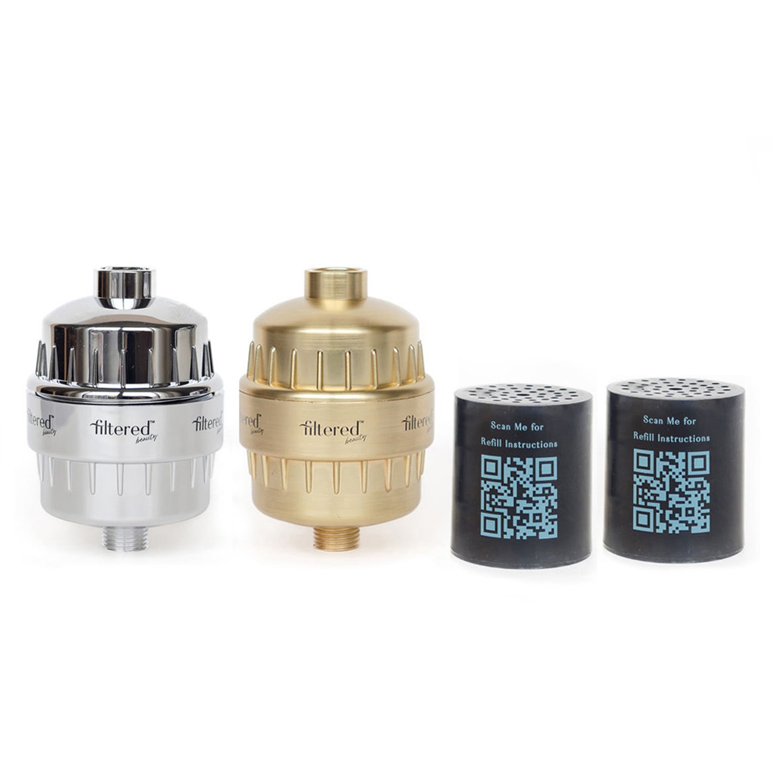 Dual Silver and Gold Shower Filter and Refill Bundle - Filtered Beauty